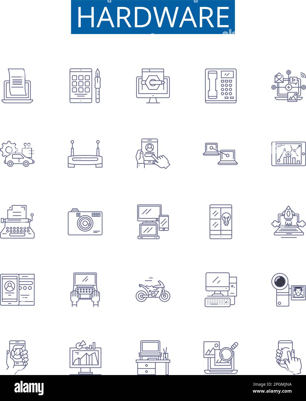 Hardware Line Icons Signs Set Design Collection Of Hardware
