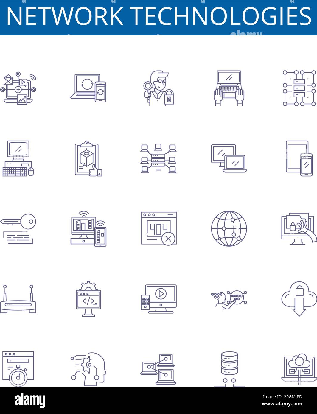 Network technologies line icons signs set. Design collection of ... Network technologies line icons signs set. Design collection of ...