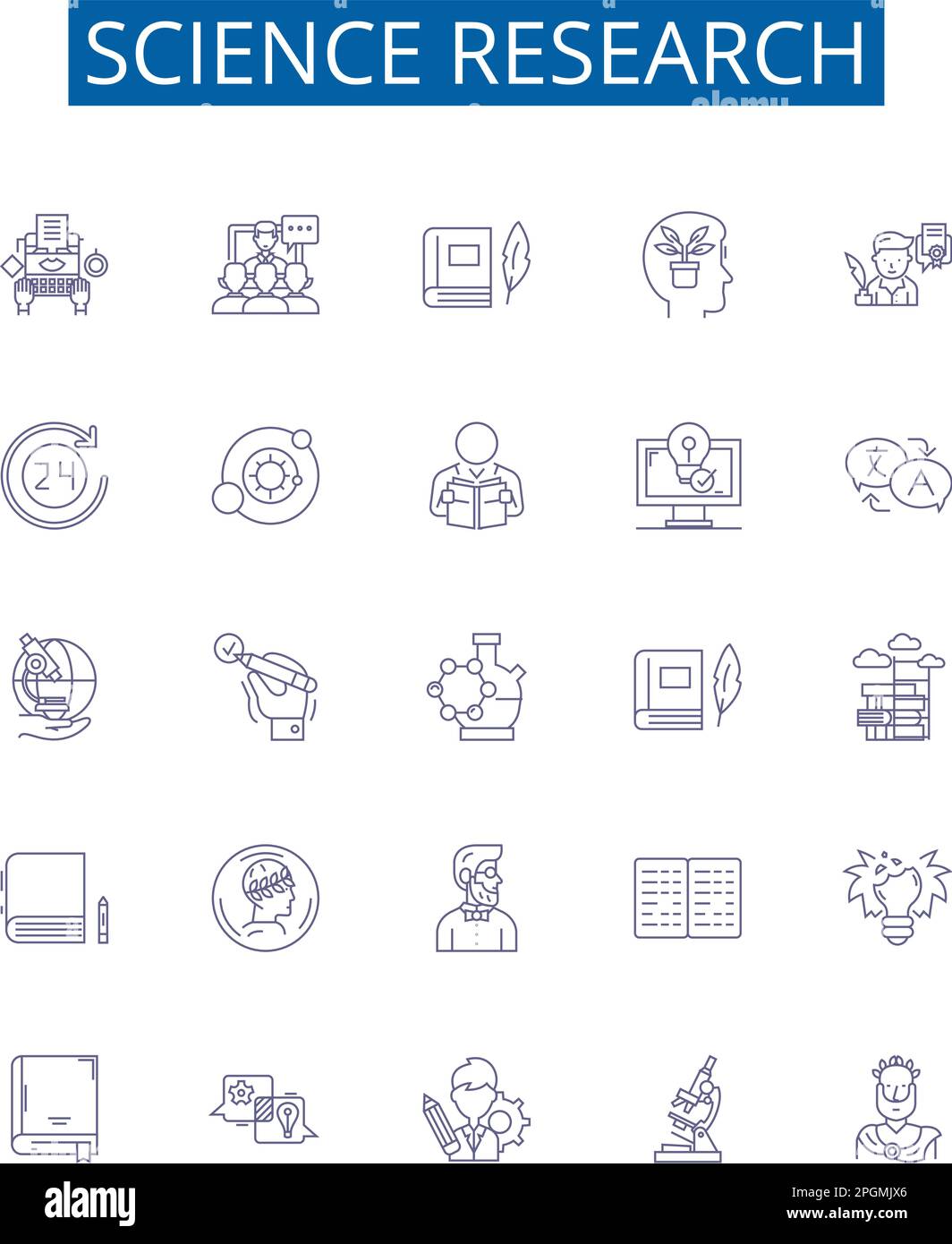 Science research line icons signs set. Design collection of Research ... Science research line icons signs set. Design collection of Research ...