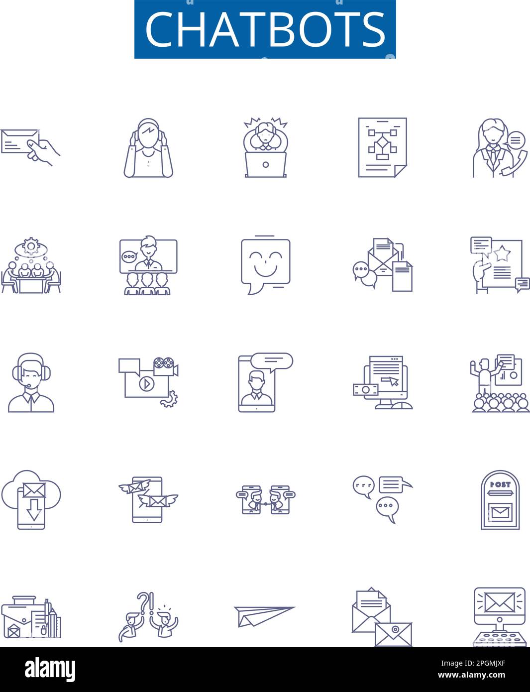 Chatbots line icons signs set. Design collection of Chatbots ... Chatbots line icons signs set. Design collection of Chatbots ...