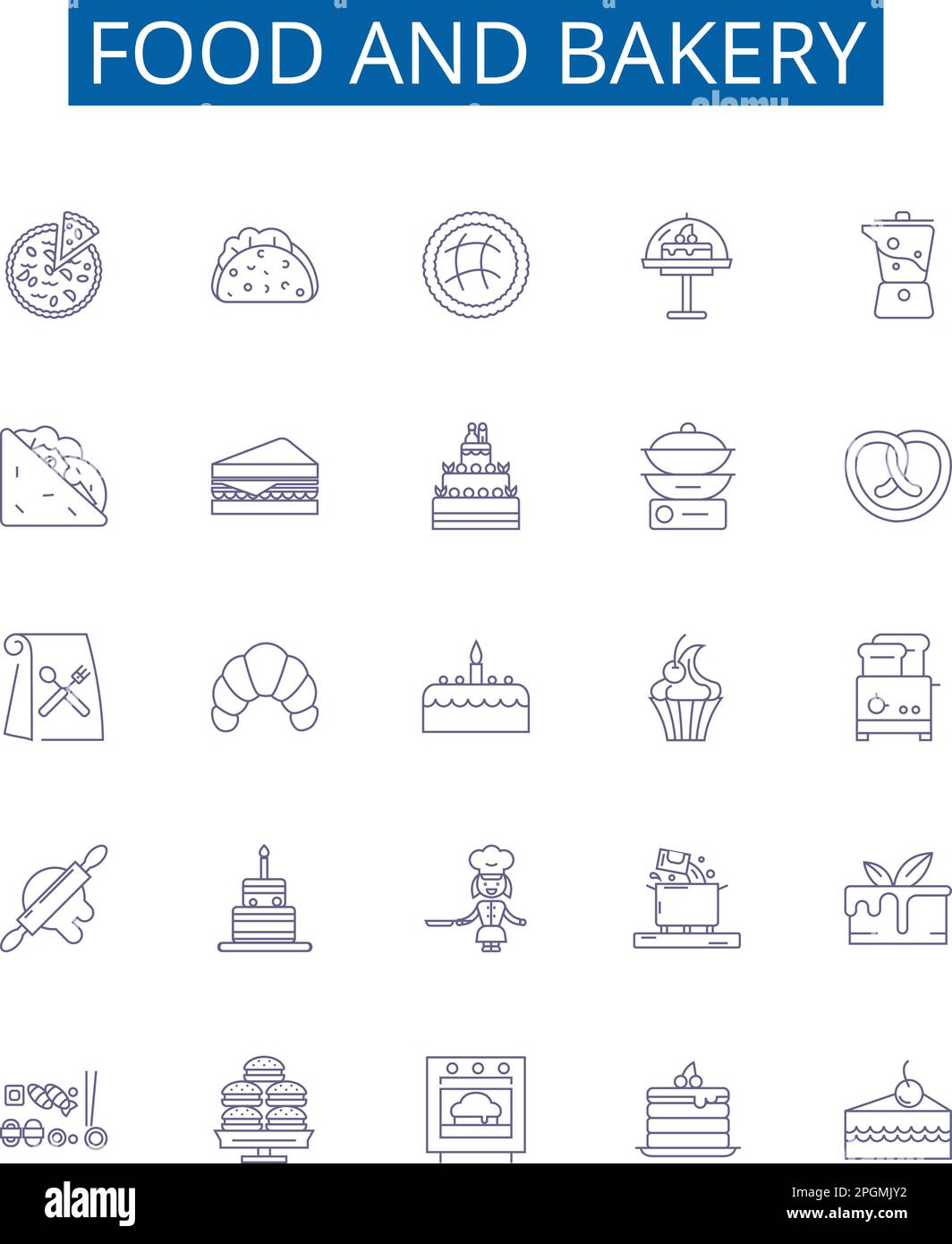 Food and bakery line icons signs set. Design collection of Bakery, Food ...
