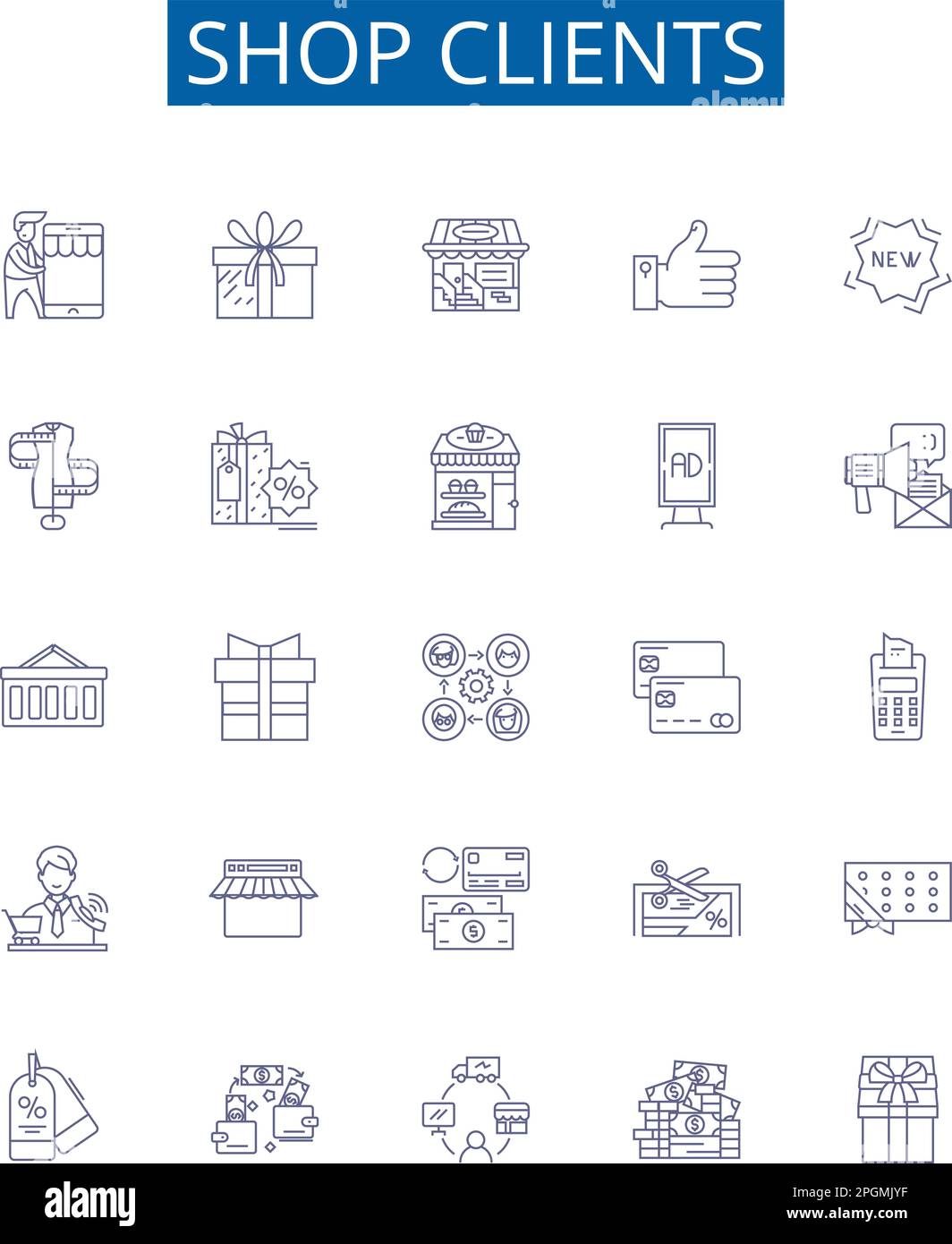 Shop clients line icons signs set. Design collection of Customers ...