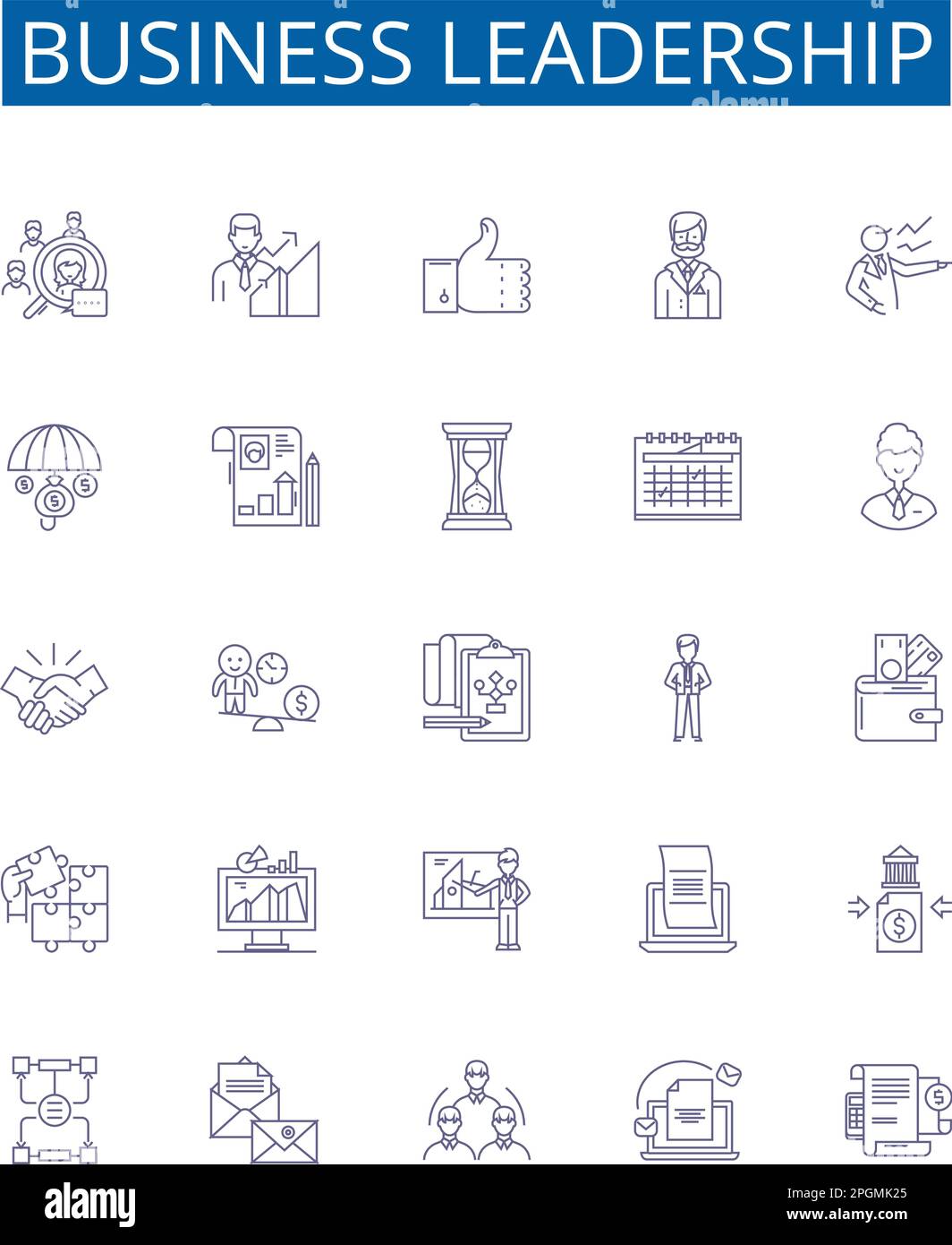 Business leadership line icons signs set. Design collection of ...