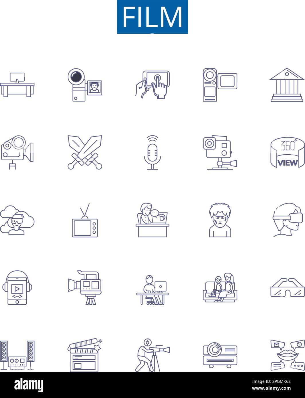 Film line icons signs set. Design collection of Movie, Cinema ...