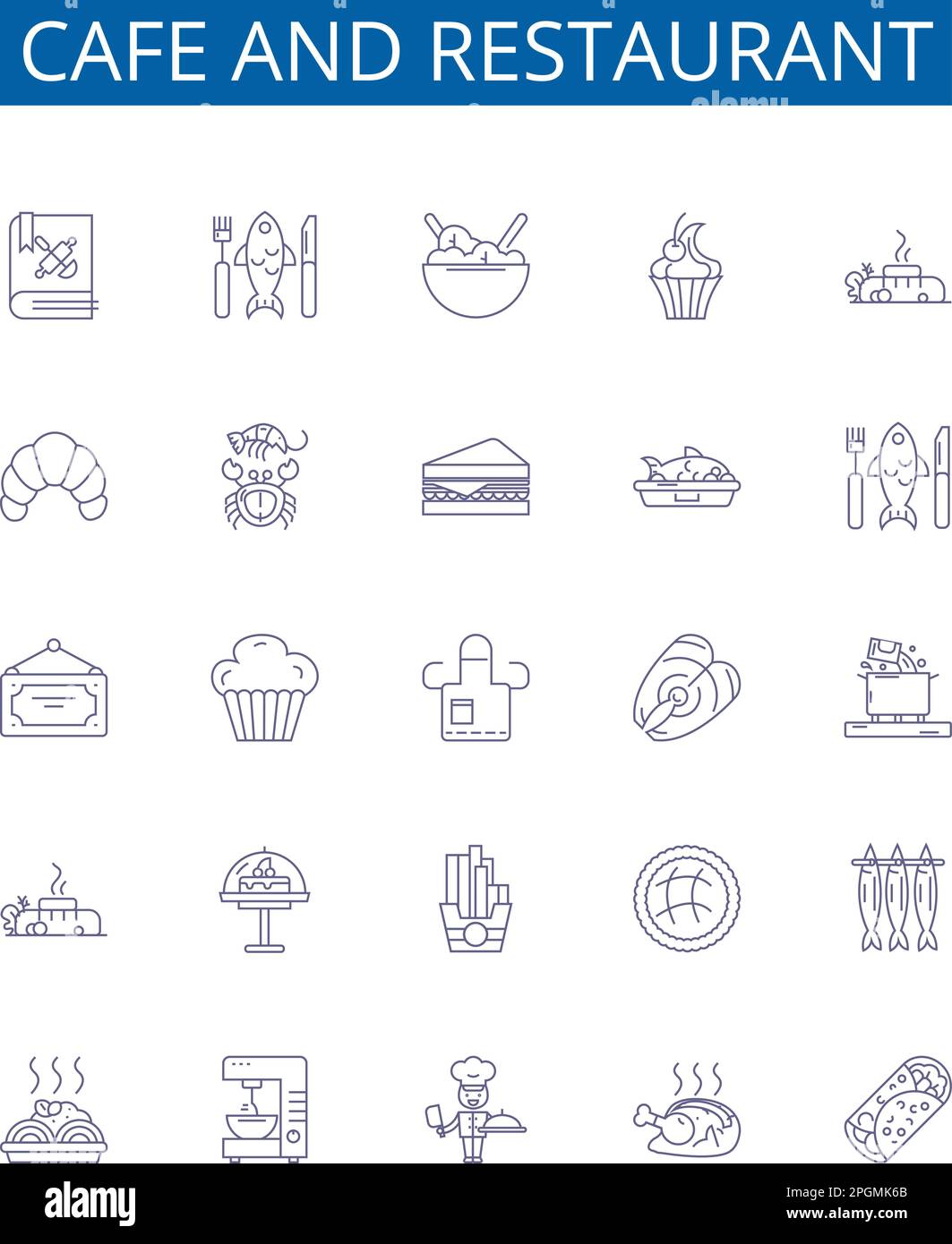 Cafe And Restaurant Line Icons Signs Set Design Collection Of Cafe Restaurant Cuisine Menu