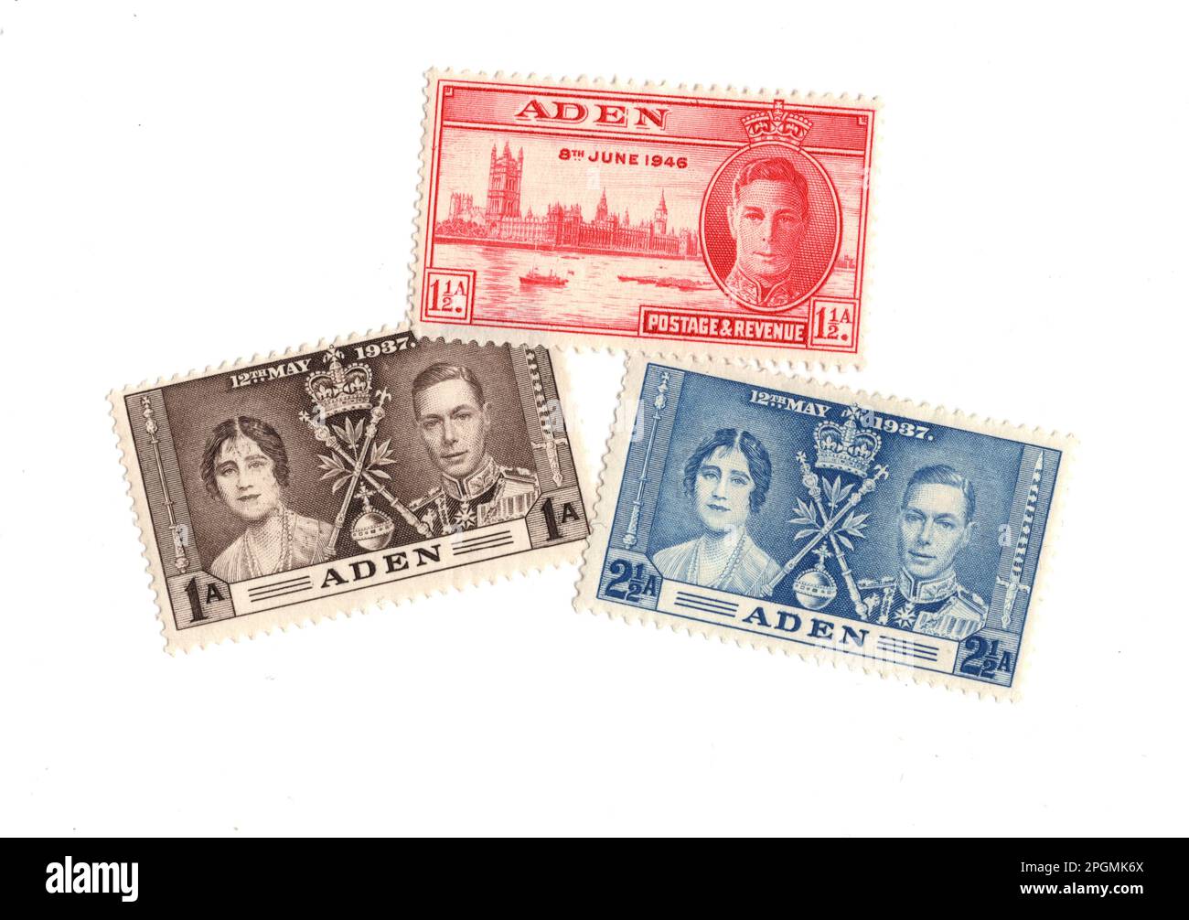 Vintage mint postage stamps from Aden isolated on a white background ...