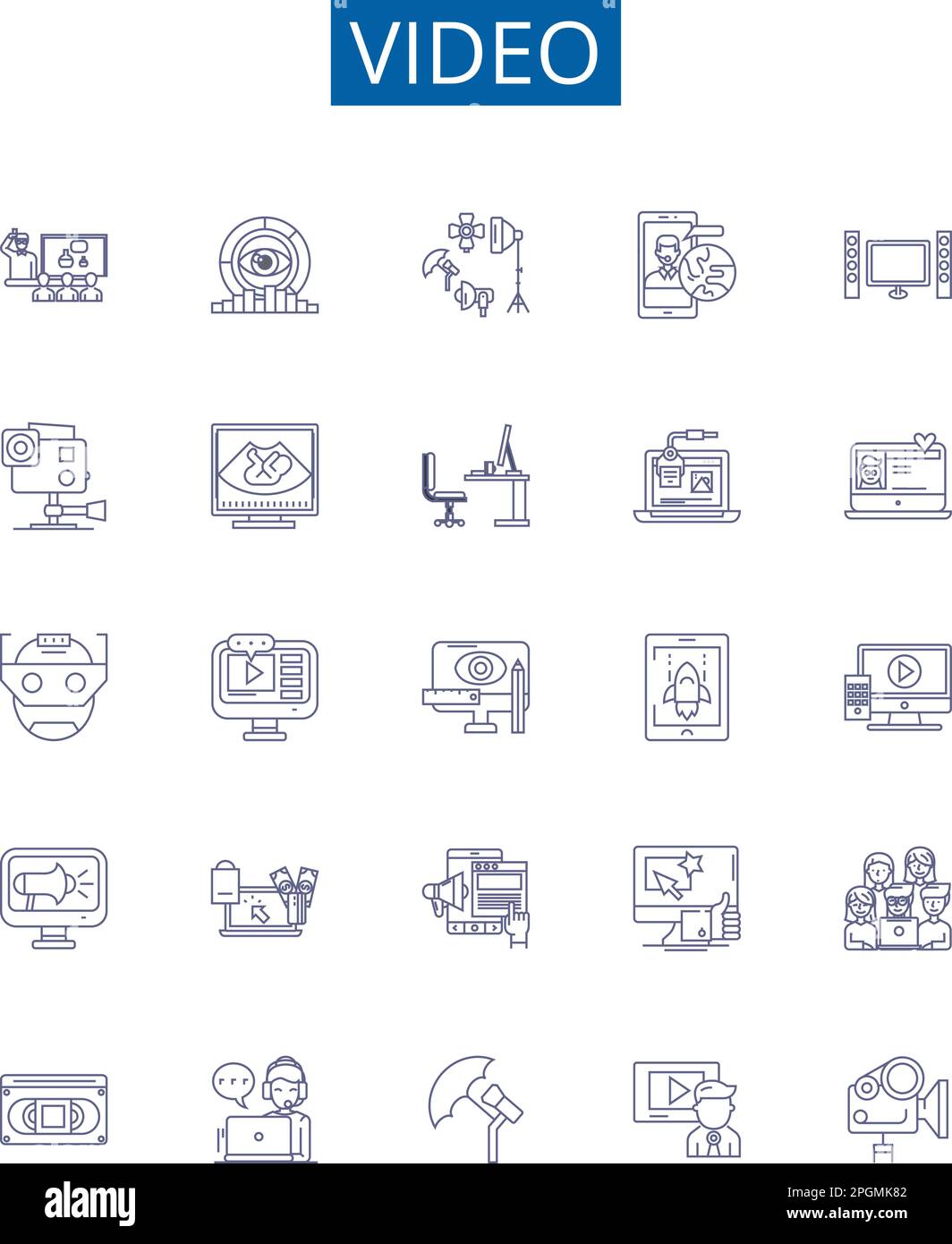 Video line icons signs set. Design collection of Movie, Clip, Film ... Video line icons signs set. Design collection of Movie, Clip, Film ...