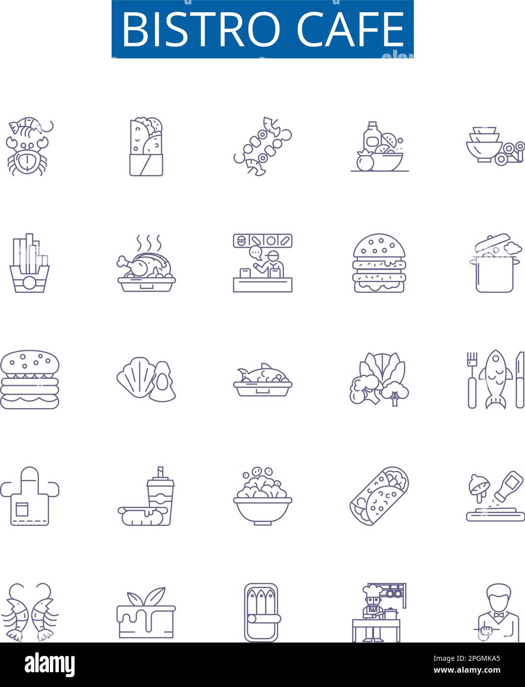 Bistro cafe line icons signs set. Design collection of Bistro, Cafe ...