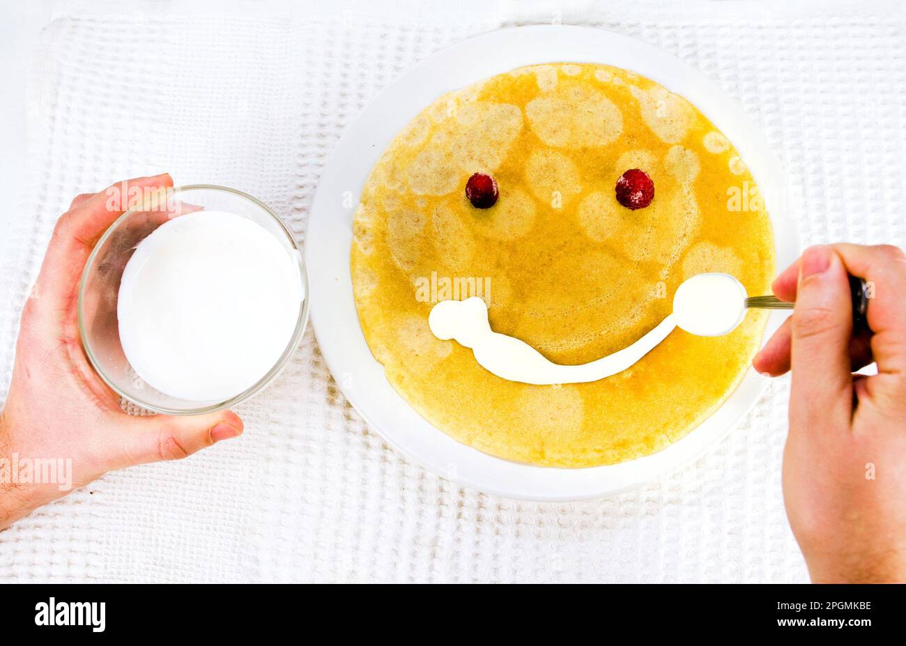 smiley with pancake Stock Photo - Alamy