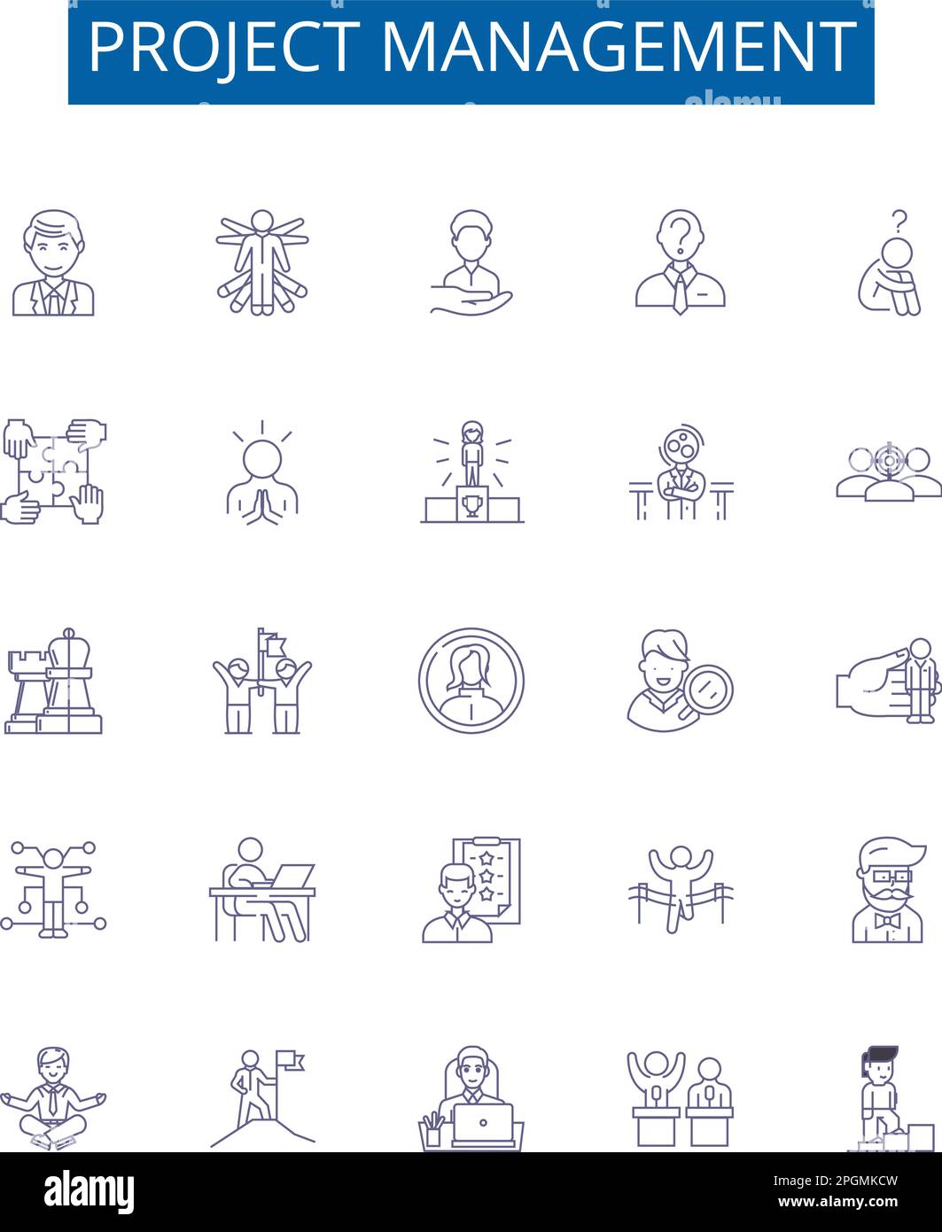 Project management line icons signs set. Design collection of Project ... Project management line icons signs set. Design collection of Project ...