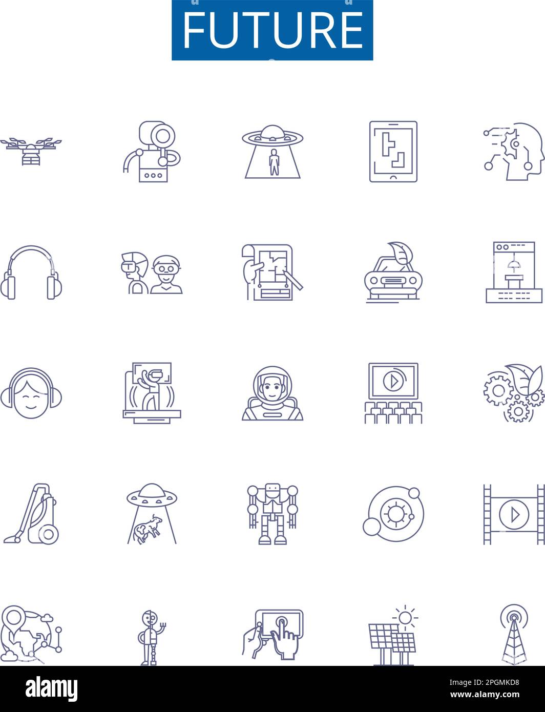 Future line icons signs set. Design collection of Futurity, Prospect ...