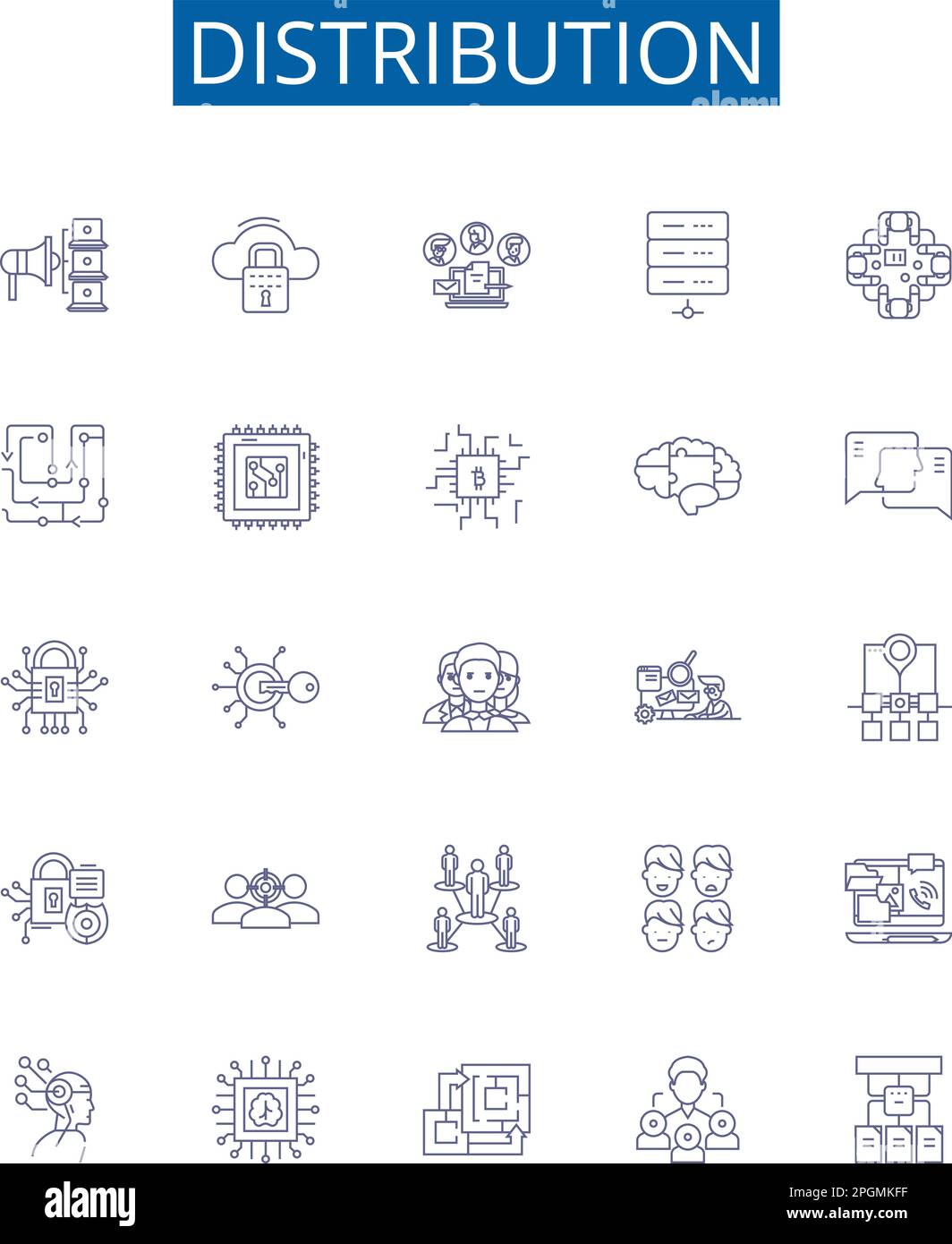 Distribution line icons signs set. Design collection of Distribute ...