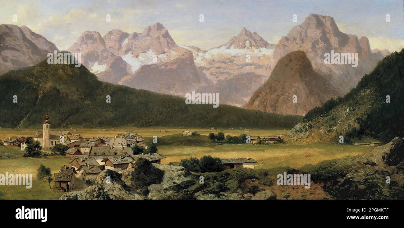 Zimmermann Albert August - View of the Dachstein Massif - German School ...