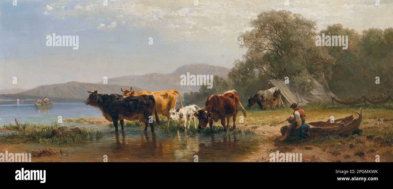 Voltz Friedrich - Koeien Bij De Oever Van Het Meer - German School ...