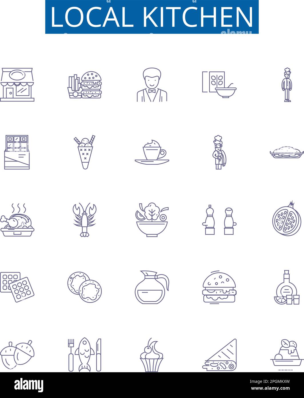 Local kitchen line icons signs set. Design collection of Cooking ...