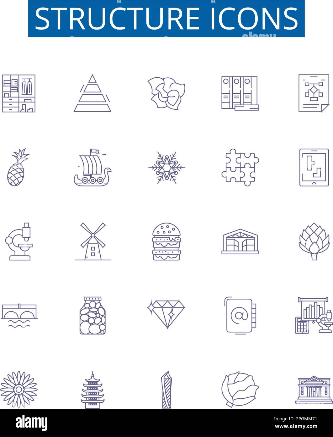 Structure icons line icons signs set. Design collection of Icons ... Structure icons line icons signs set. Design collection of Icons ...