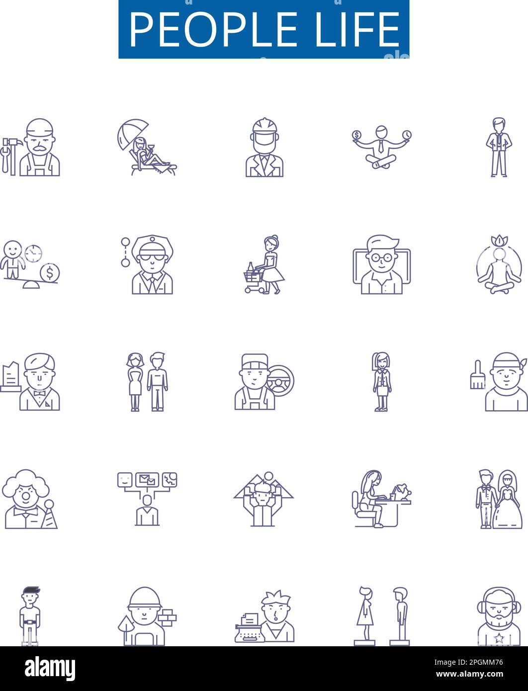 People life line icons signs set. Design collection of Life, People ...