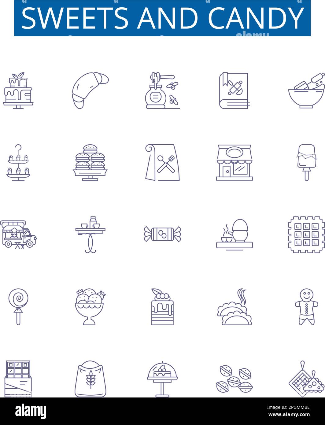 Sweets and candy line icons signs set. Design collection of ...