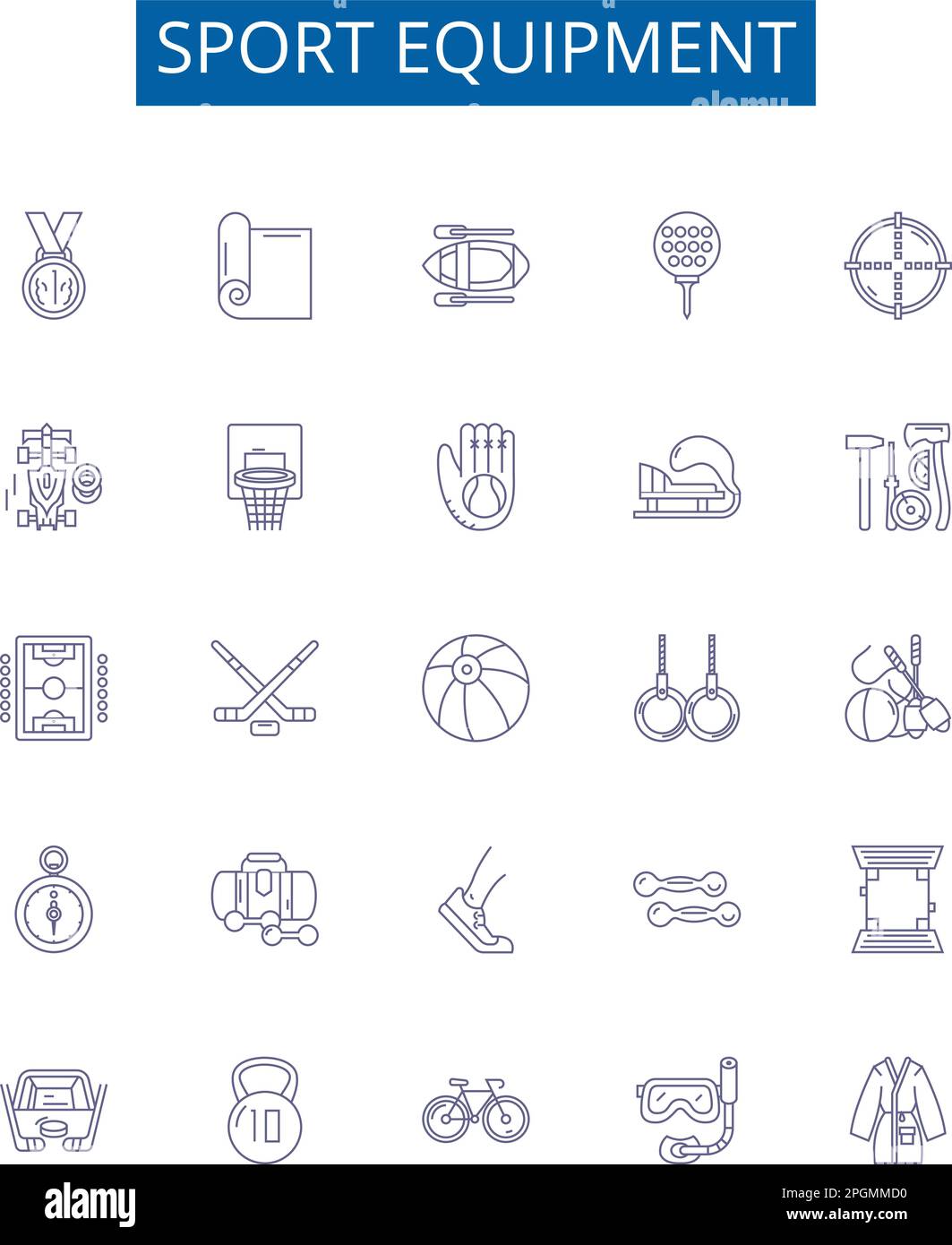 Sport equipment line icons signs set. Design collection of Gear, Balls ...
