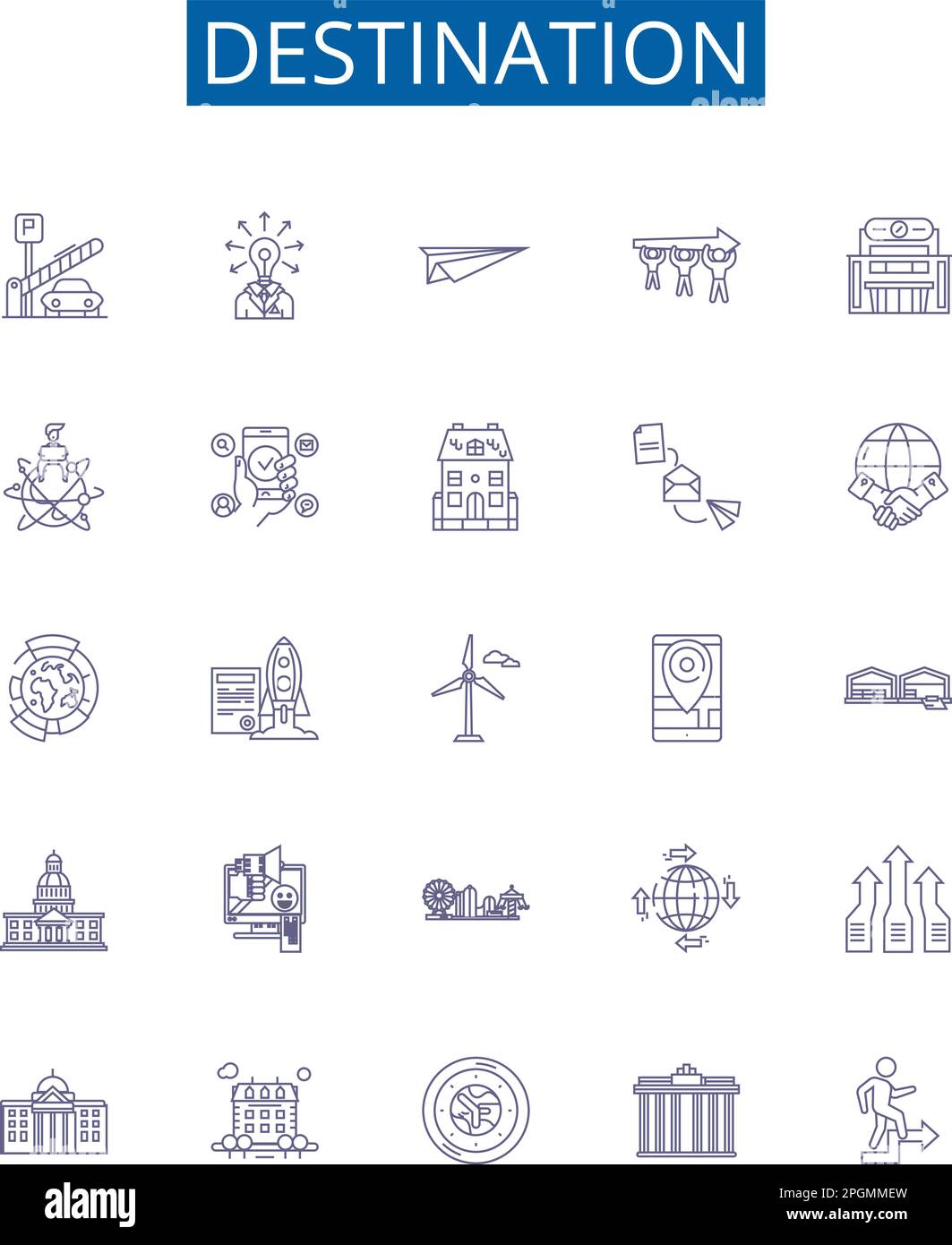 Destination line icons signs set. Design collection of Destination ...