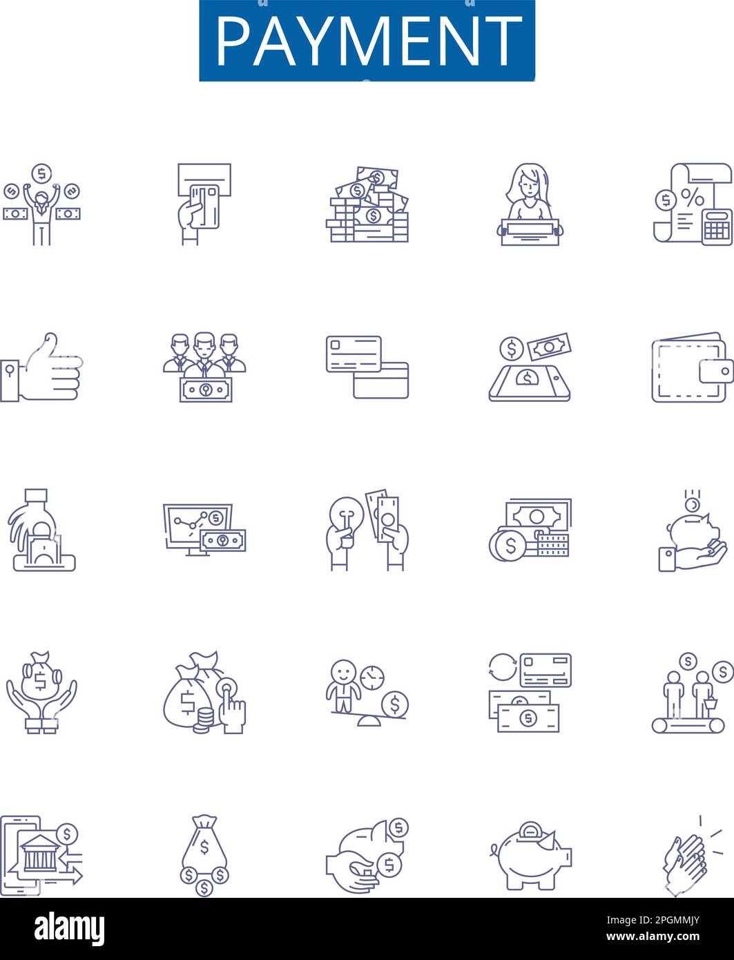 Payment line icons signs set. Design collection of Payment, Remittance ...