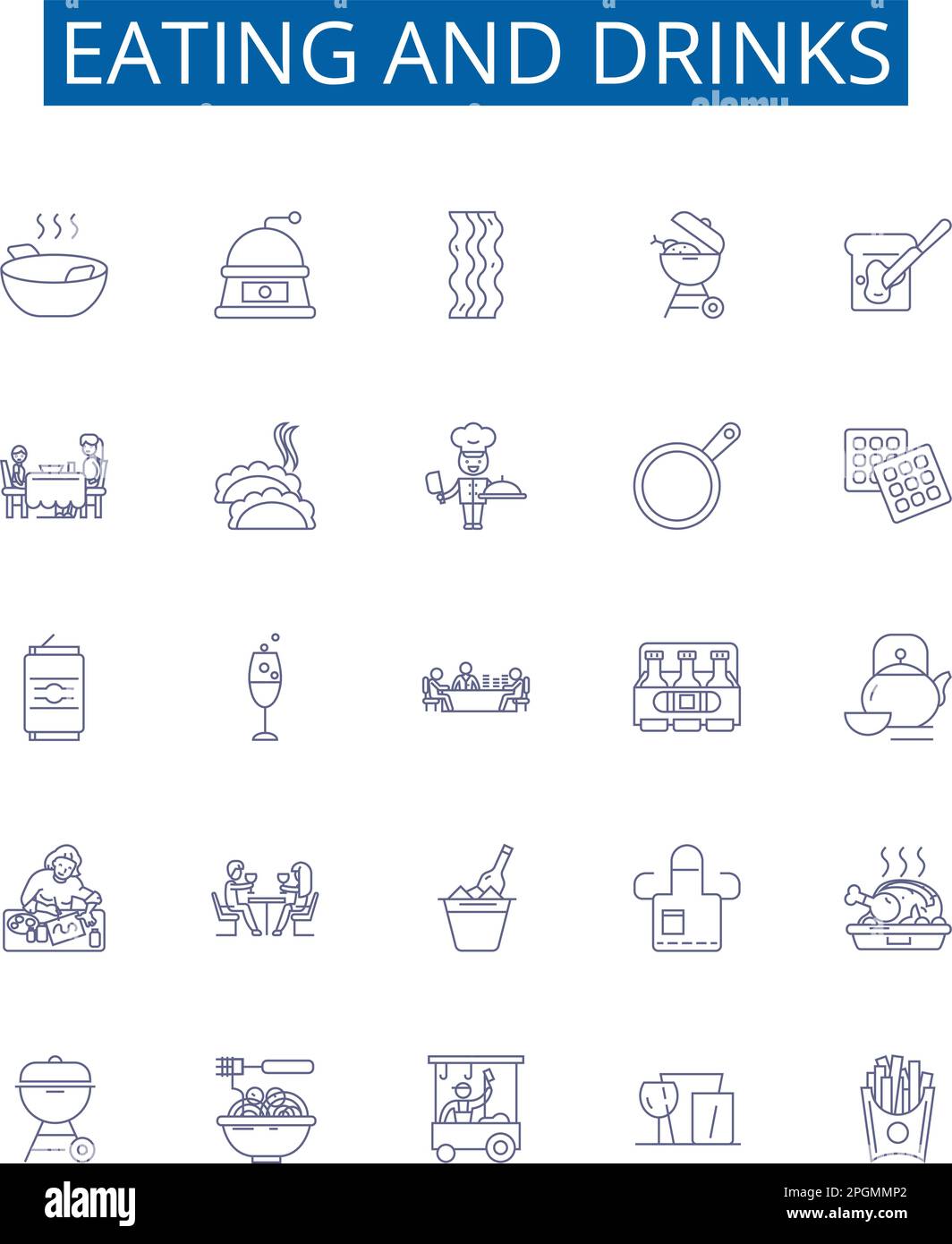 Eating and drinks line icons signs set. Design collection of Eating, Drinks, Food, Beverage ...