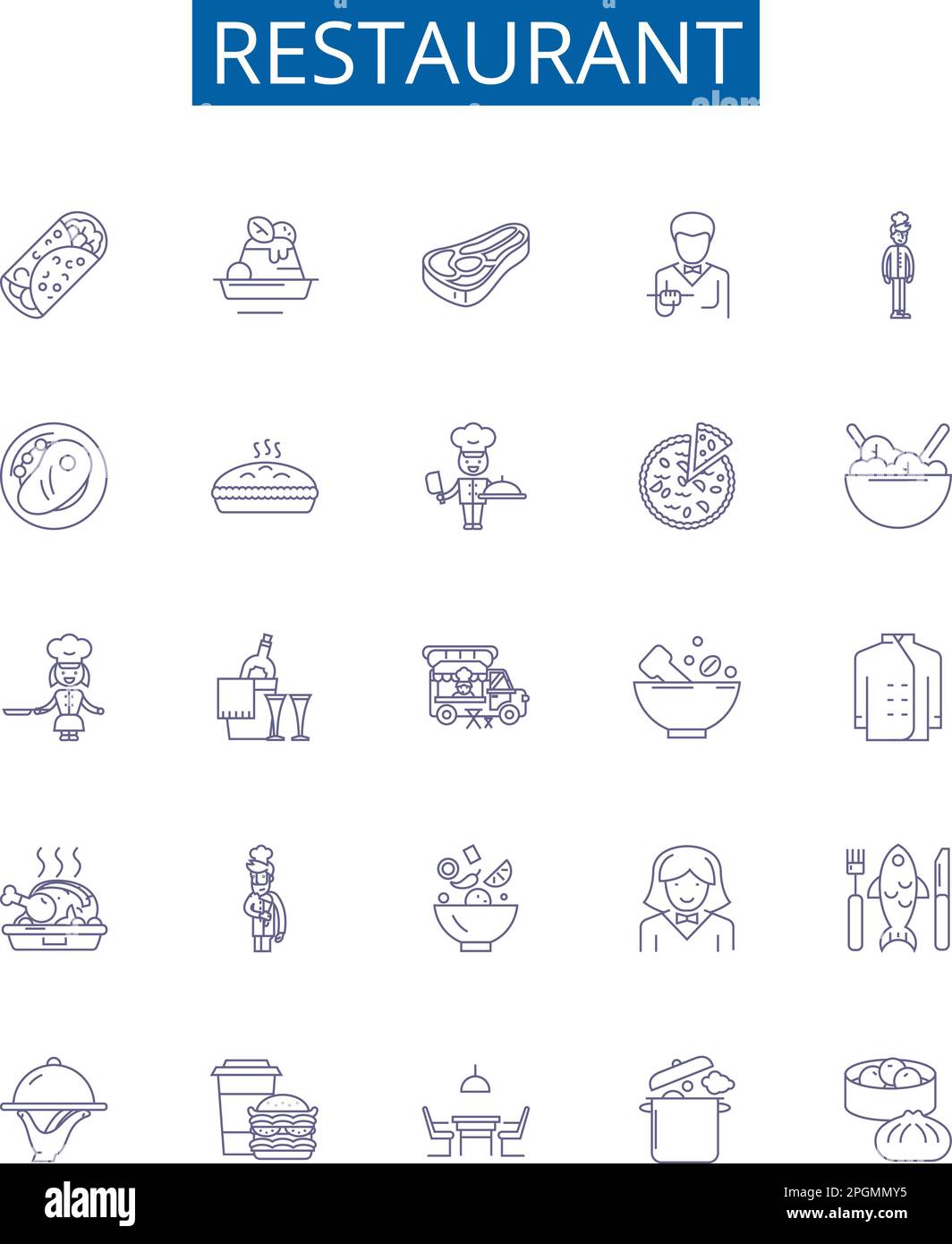 Restaurant Line Icons Signs Set Design Collection Of Restaurant Dining Cafe Eatery Bistro