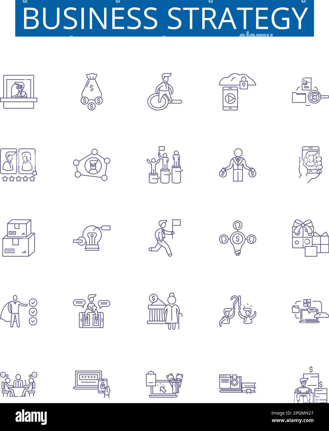 Business strategy line icons signs set. Design collection of Planning ... Business strategy line icons signs set. Design collection of Planning ...