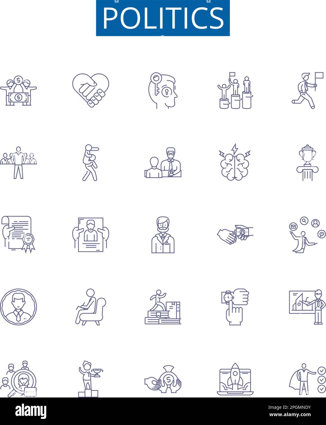 Politics line icons signs set. Design collection of Politics, Governance, Diplomacy, Statecraft ...