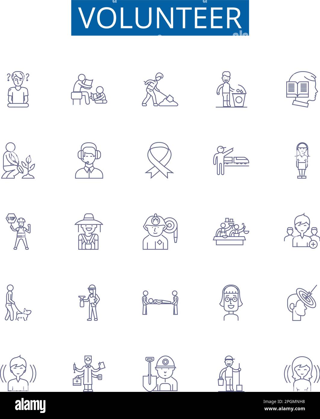 Volunteer line icons signs set. Design collection of Donate, Help ...