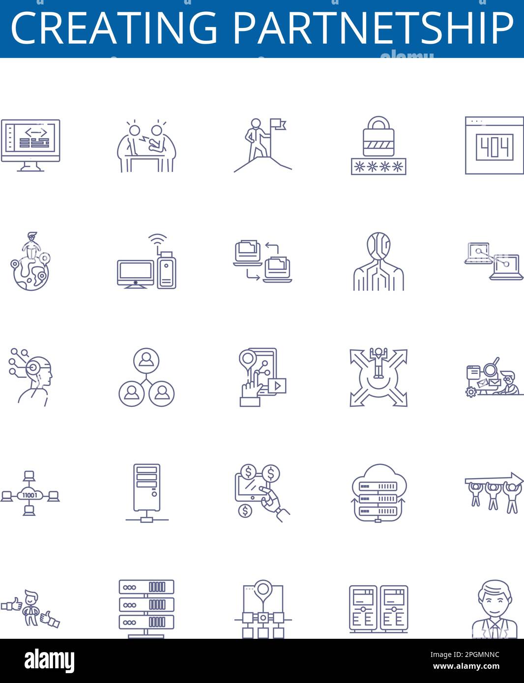 Creating partnetship line icons signs set. Design collection of Partnership, Collaborate ...