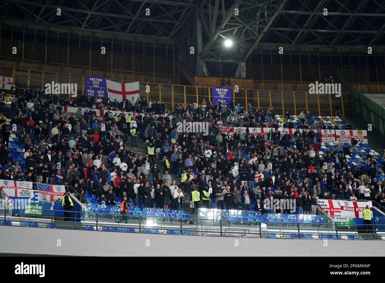 England fans high up in the stands during the UEFA Euro 2024 qualifying ...