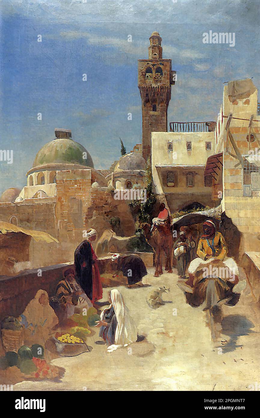 Bauernfeind Gustav - Oriental Street Scene - German School - 19th ...