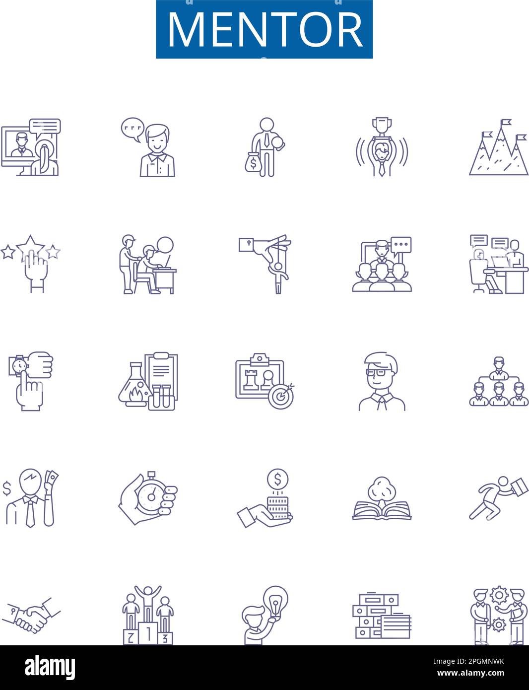 Mentor line icons signs set. Design collection of mentor, guidance, advice, experience ...