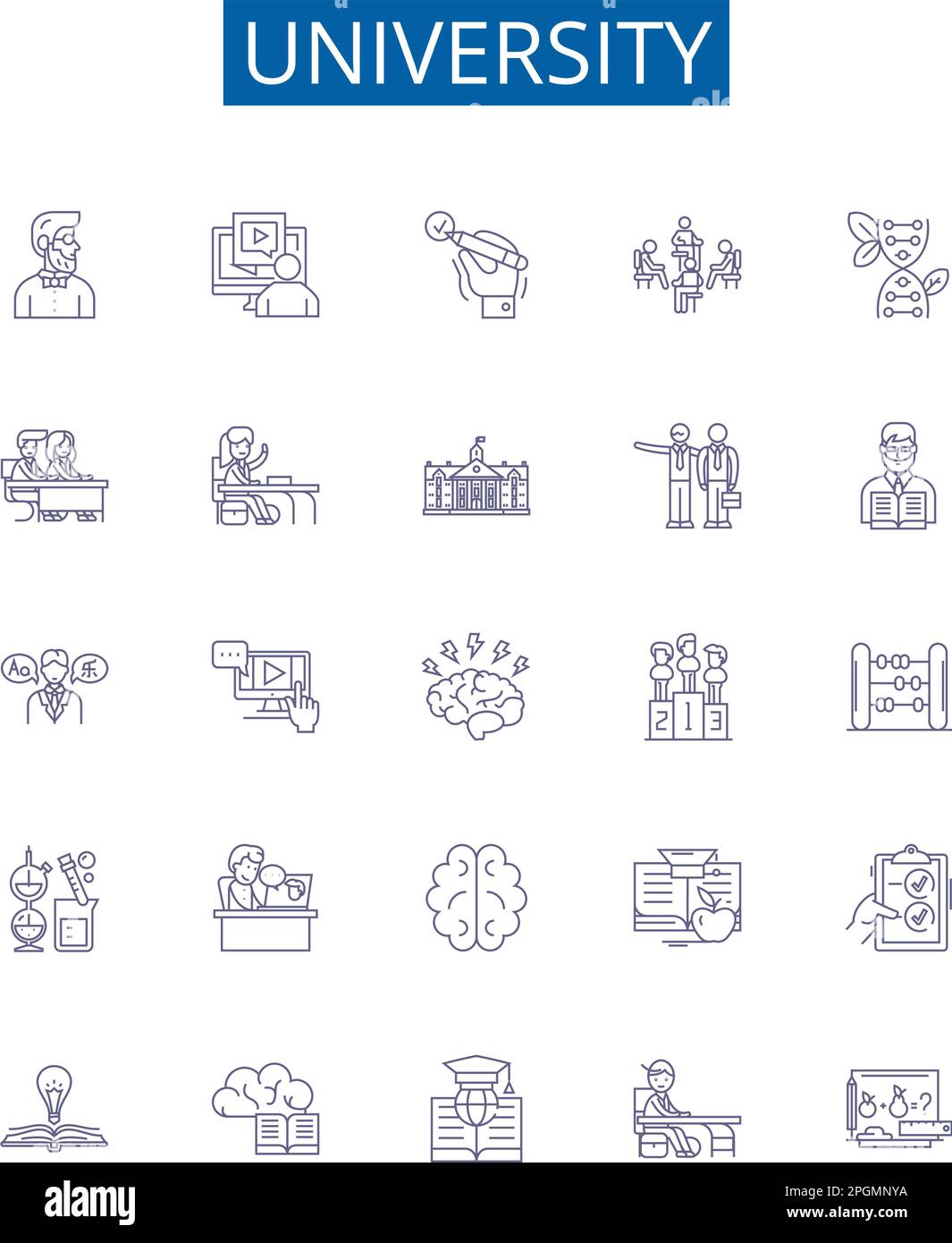 University line icons signs set. Design collection of College, Institute, Education, Academia ...