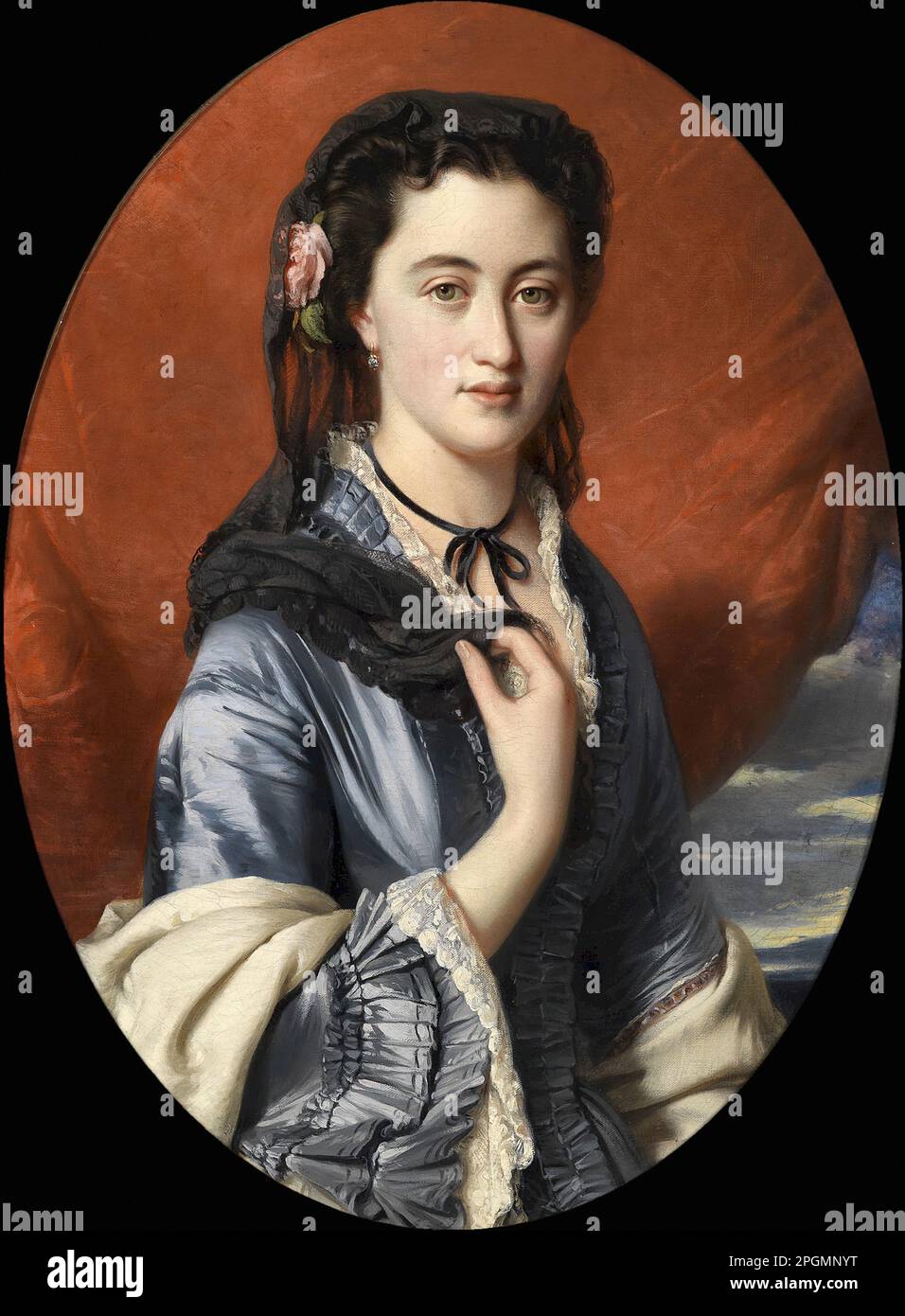 Winterhalter Franz Xavier - Portrait Of A Lady With Roses In Her Hair ...