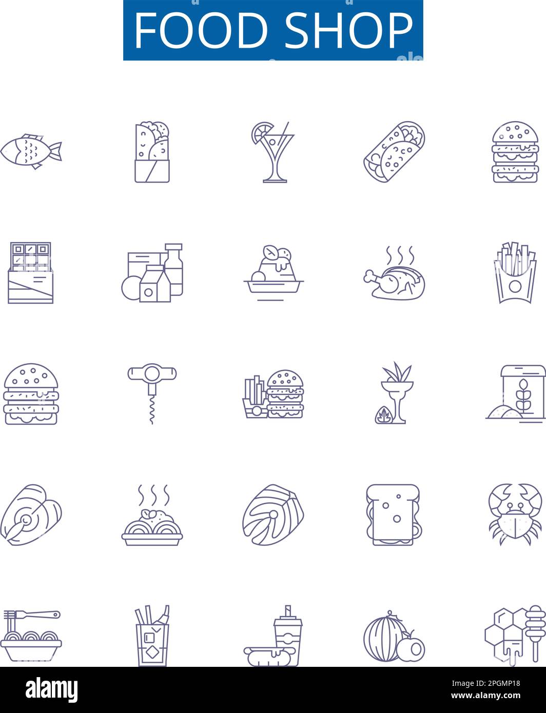 Food shop line icons signs set. Design collection of Takeaway ...
