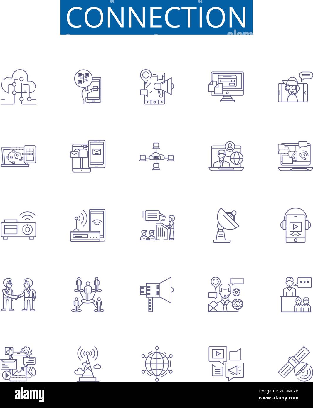 Connection line icons signs set. Design collection of Link, Union, Bond, Correlation, Tether ...