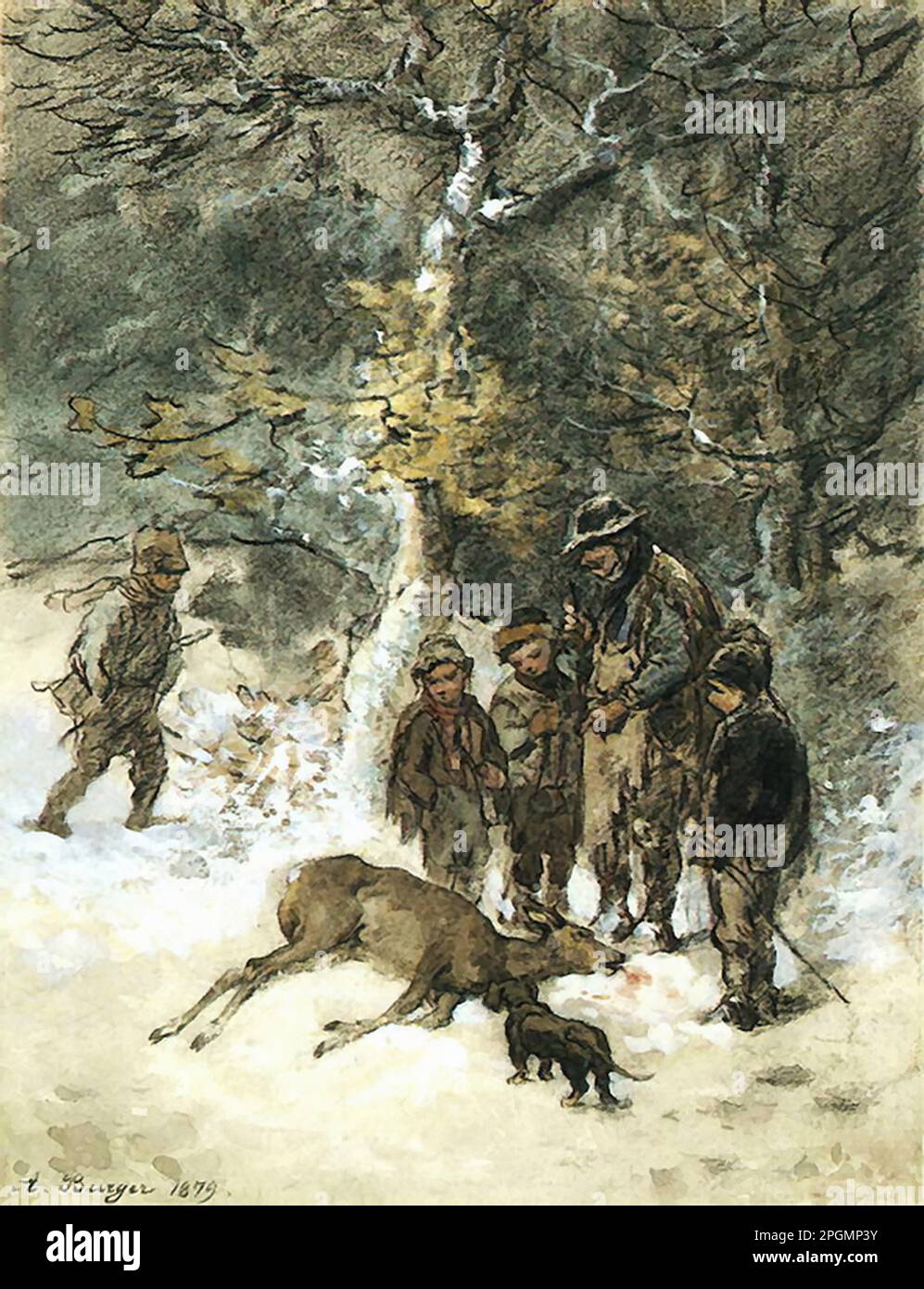 Burger Anton - The Dead Roebuck - German School - 19th Century - Burger ...