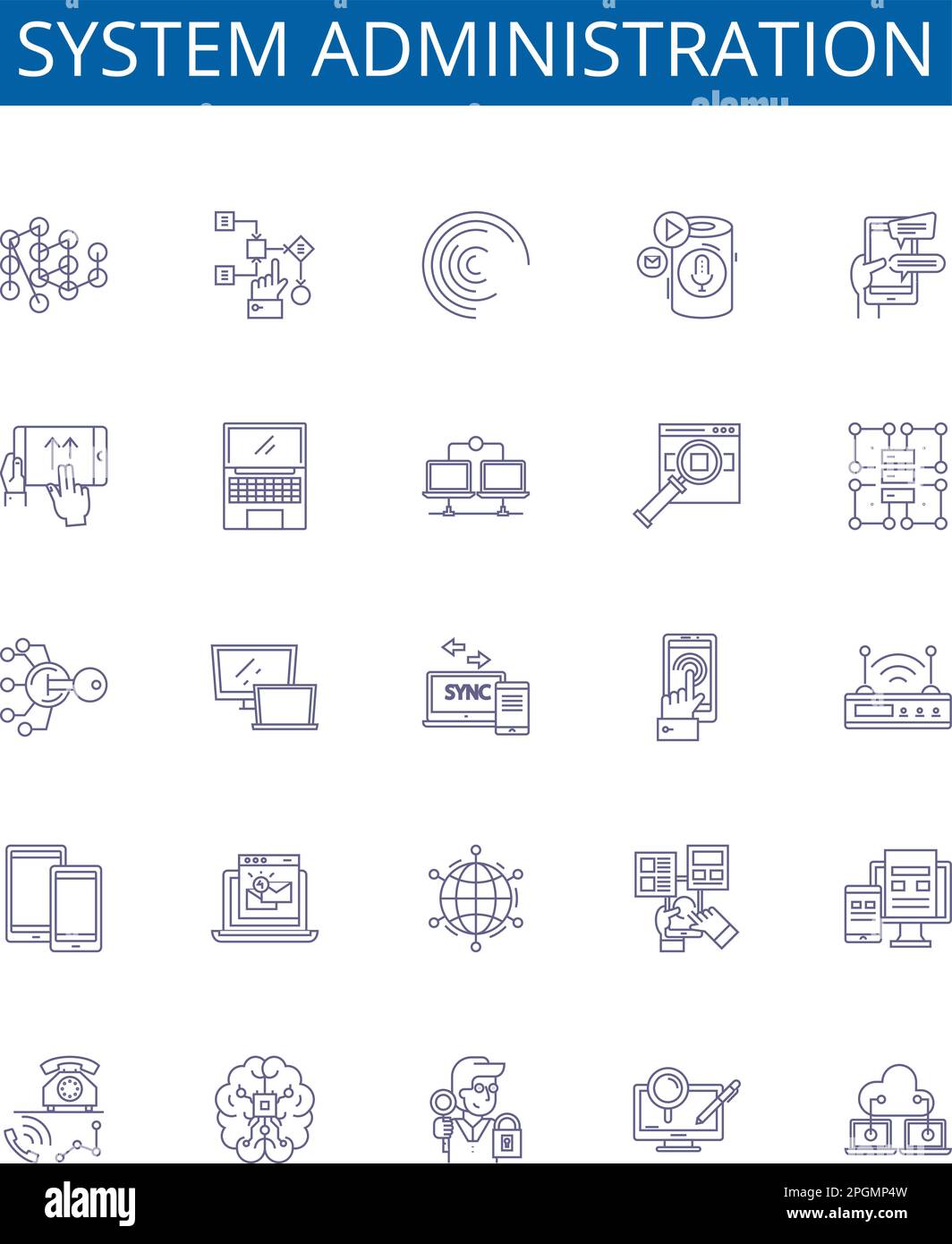 System Administration Line Icons Signs Set Design Collection Of Sysadmin Admin Network