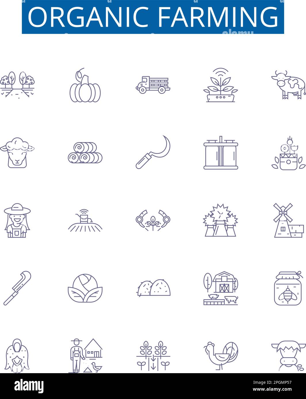 Organic farming line icons signs set. Design collection of Organic ...