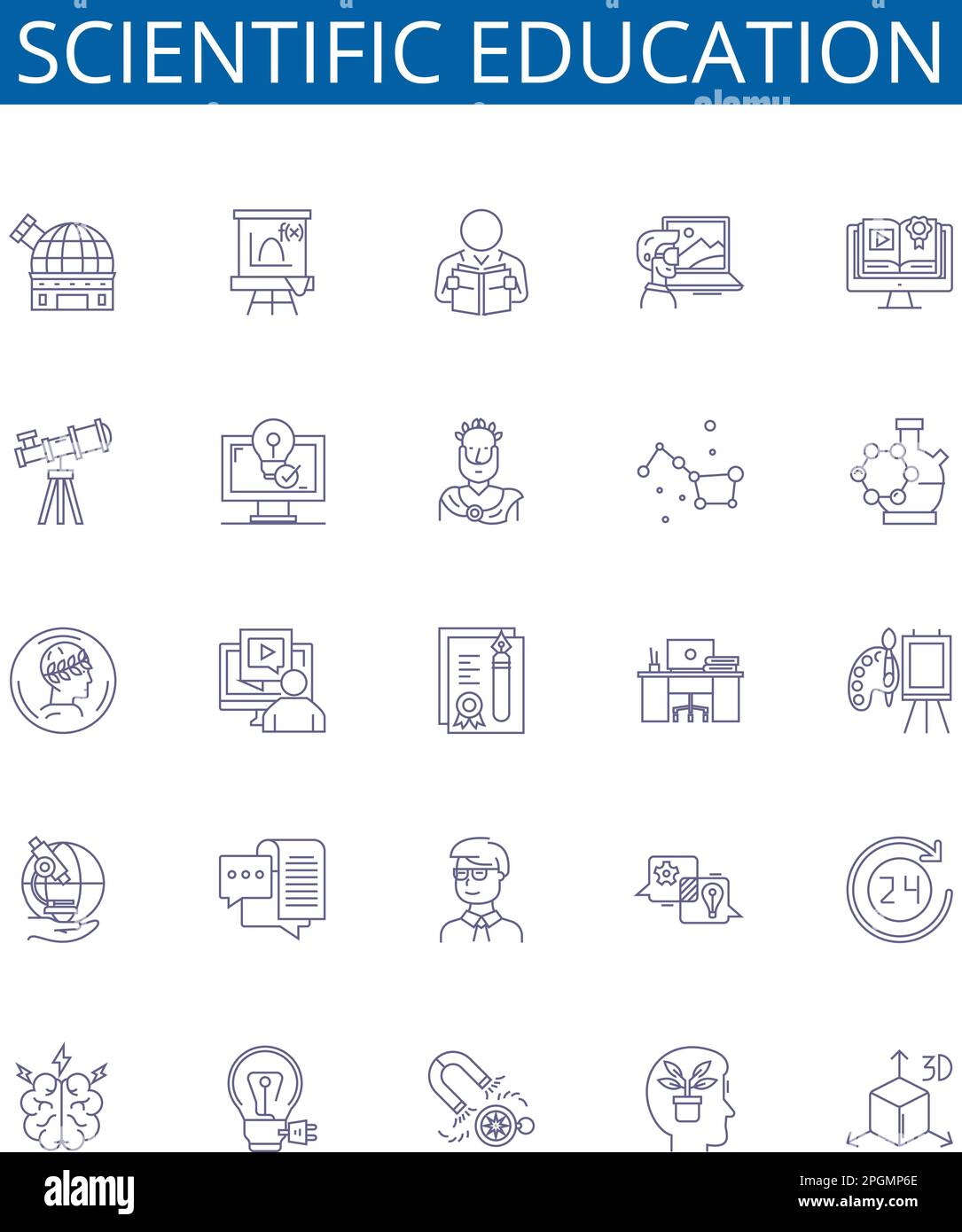 Scientific Education Line Icons Signs Set Design Collection Of Scientific Education Knowledge