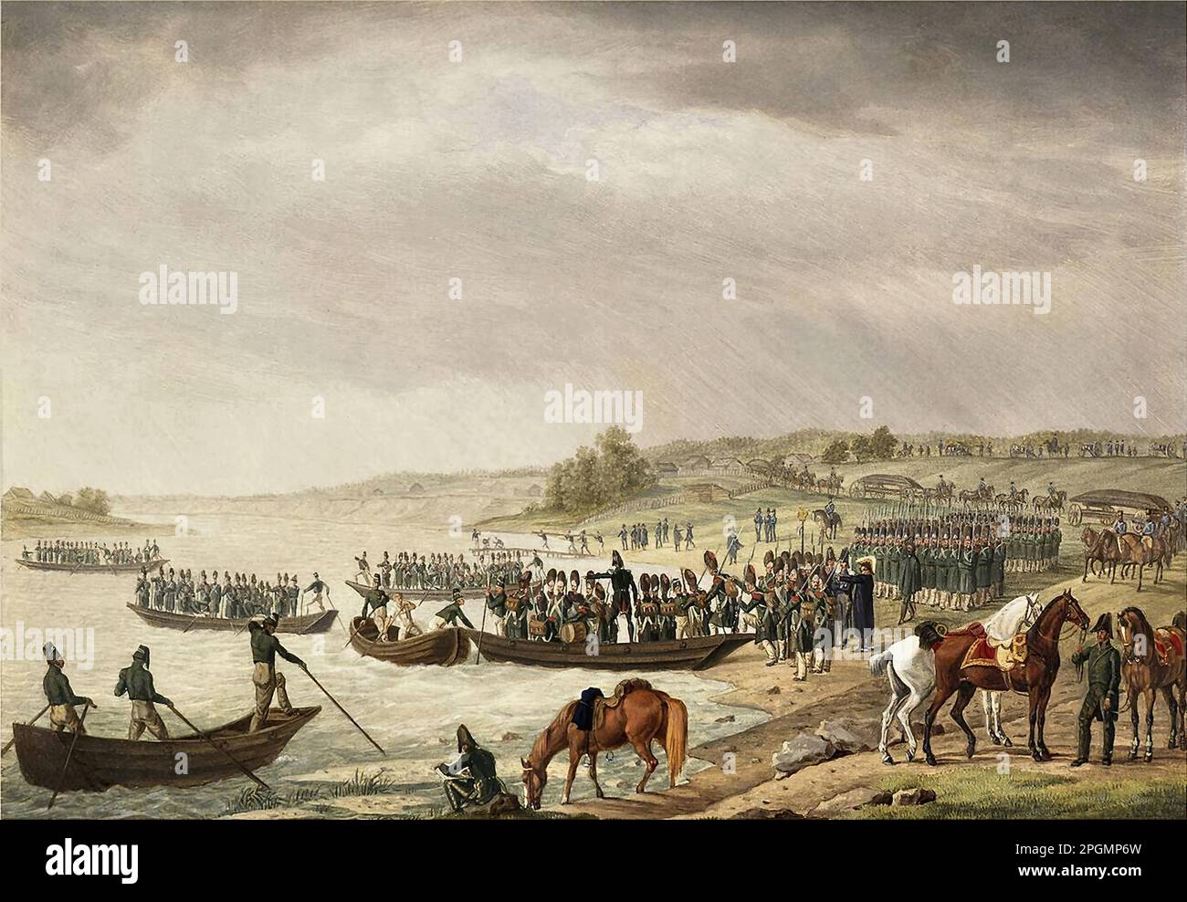 Adam Albrecht - Italian Corp of Eugene Beauharnais Crossing the Niemen ...