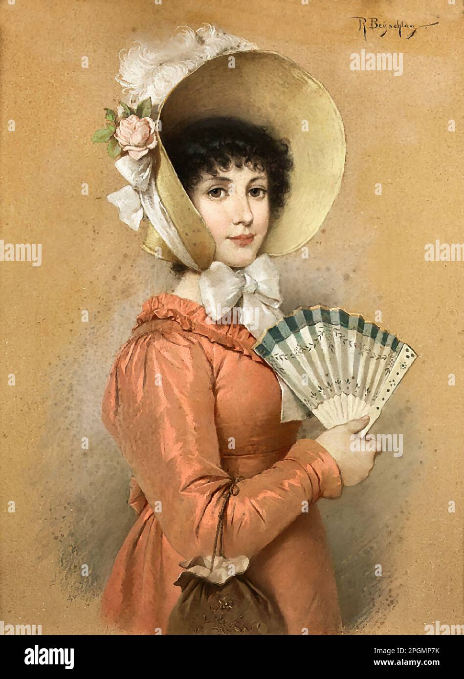 Beyschlag Robert Julius - Young Lady with a Fan - German School - 19th ...
