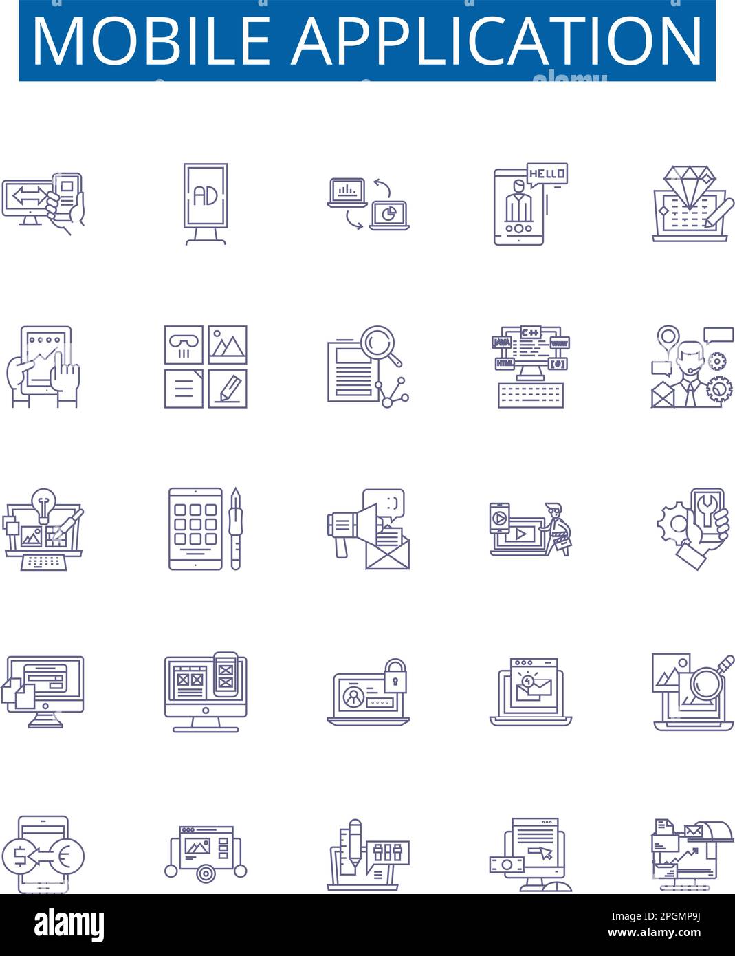 Mobile Application Line Icons Signs Set Design Collection Of Mobile
