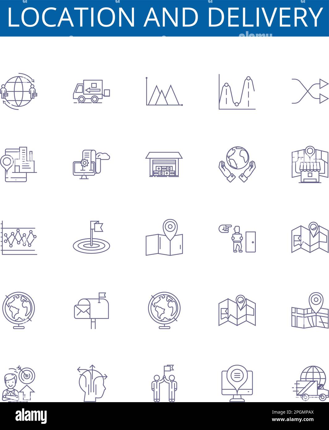 Location and delivery line icons signs set. Design collection of ...