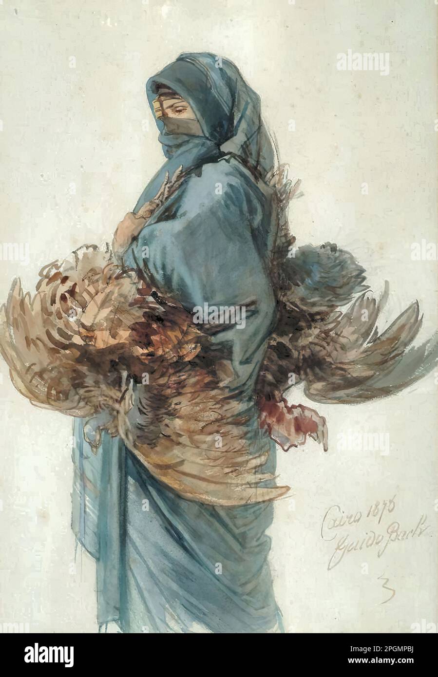 Bach Guido - an Egyptian Woman Carrying a Brace of Chickens - German ...