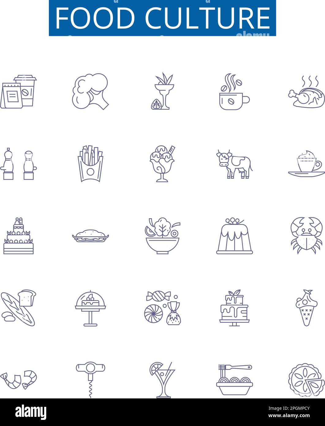 Food culture line icons signs set. Design collection of Cuisine ...