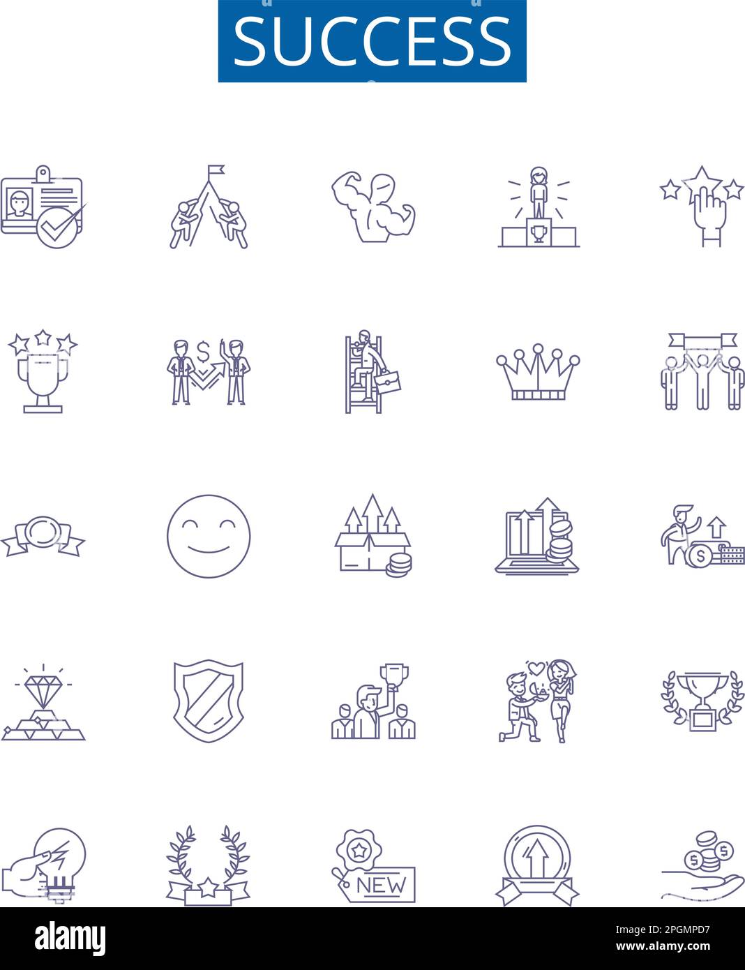 Success line icons signs set. Design collection of Achieve, Triumph ...