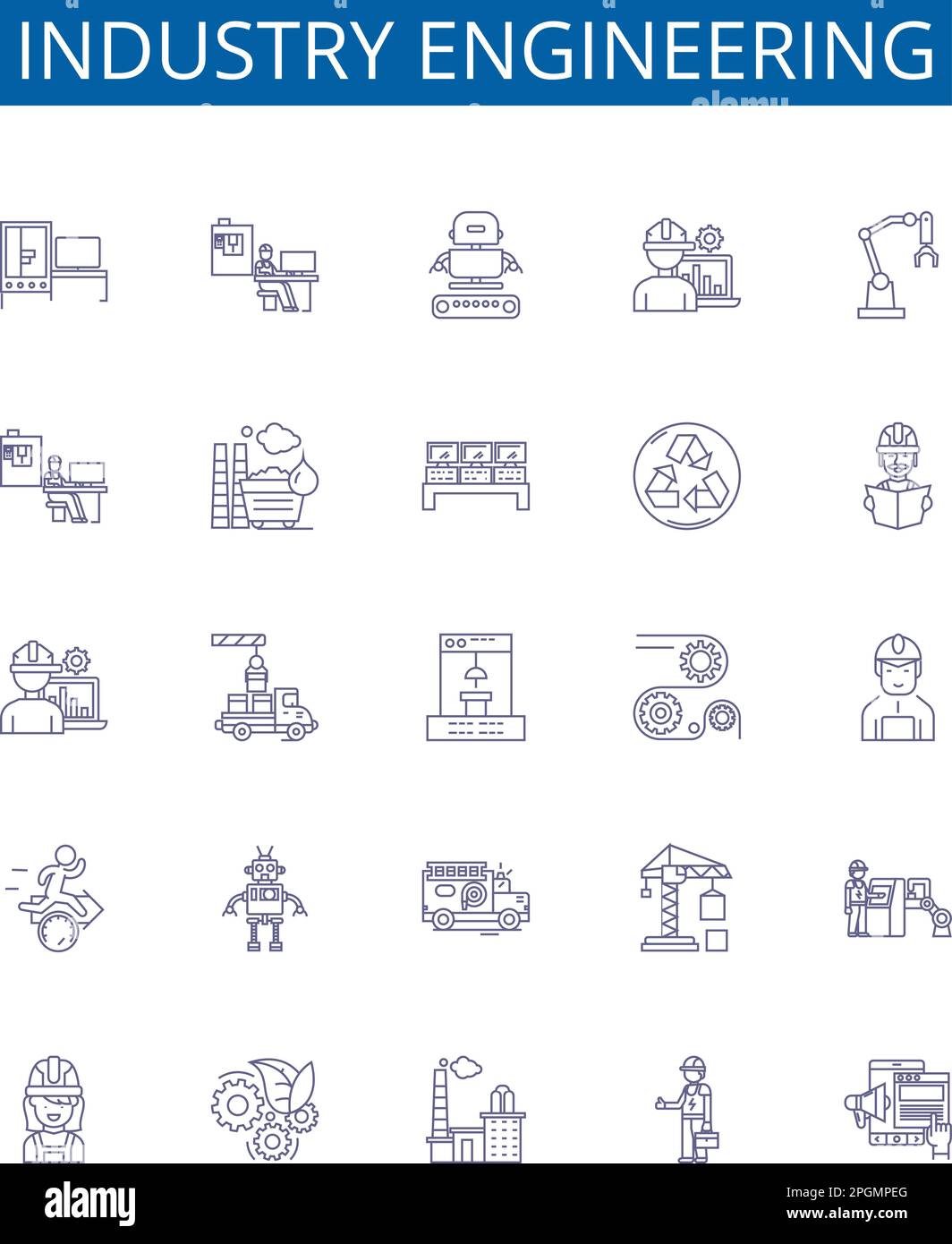 Industry engineering line icons signs set. Design collection of Industrial, Engineering ...